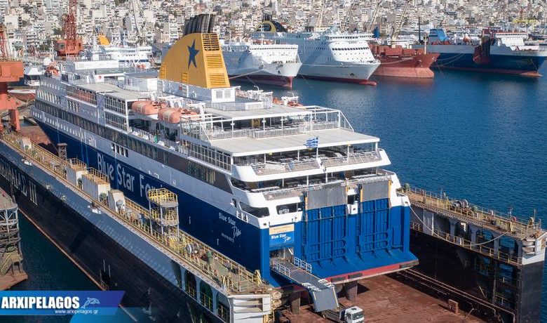 Στη δεξαμενή το Blue Star Delos - Αεροφωτογραφίες